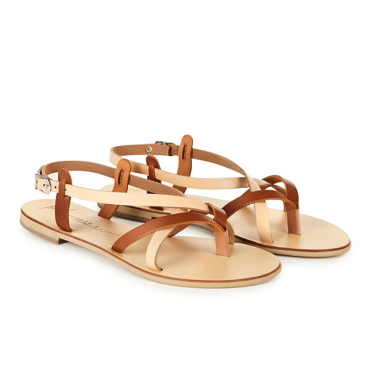 SKYROS: Sandali greci cuoio bassi fatti a mano | Limanaki